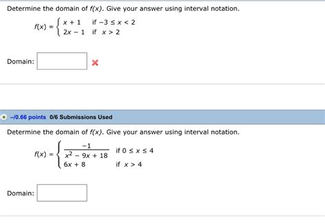 solved determine the domain of f x give your answer using