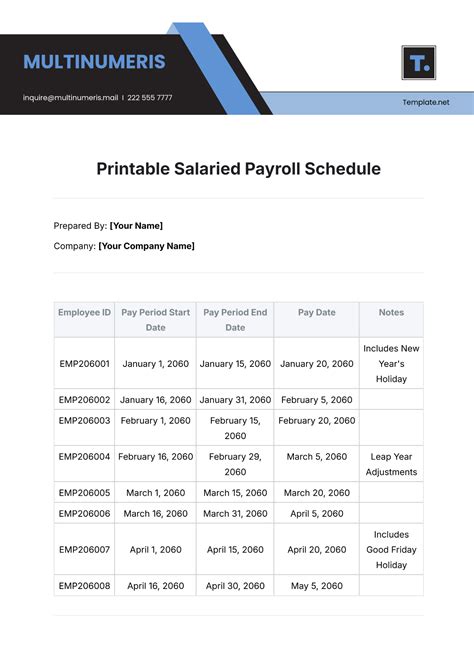 Free Payroll Schedule Templates Editable And Printable