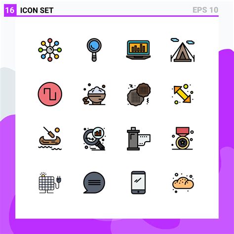 Stock Vector Icon Pack Of Line Signs And Symbols For Square Teepee Laptop Camping Statistics