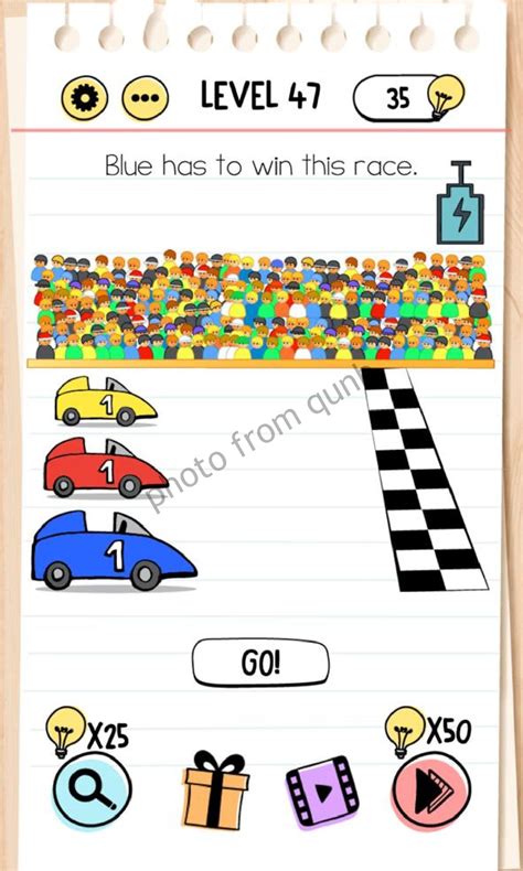 Brain Test Level 47 Blue Has To Win This Race Answers Solutions