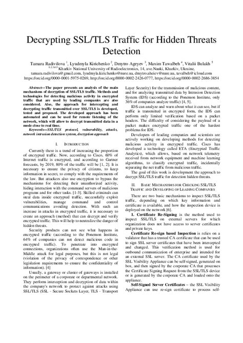 Pdf Decrypting Ssltls Traffic For Hidden Threats Detection
