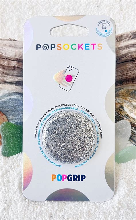 Silver Glitter Swappable Popsocket Clear Base Popsocket Etsy