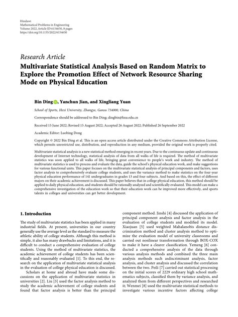 Pdf Multivariate Statistical Analysis Based On Random Matrix To