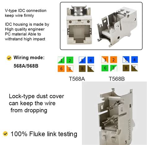 Gcabling Cat6A Shielded RJ45 Modular Jack 90 Degree Zinc Alloy Toolless Keystone Jack Gcabling