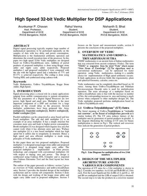 R6 High Speed 32 Bit Vedic Multiplier For Dsp Applications Download