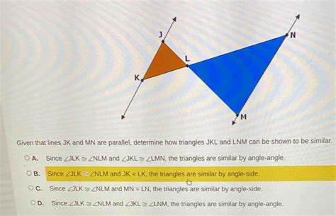 Solved Given That Lines Jk And Mn Are Parallel Determine How