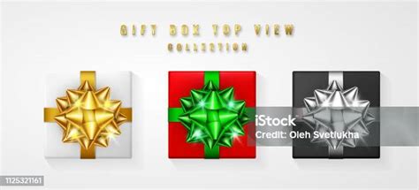 활과 리본 가기 볼 수 있는 선물 상자를 설정 합니다 장식 선물 인사 휴일에 대 한 요소입니다 벡터 일러스트 레이 션 개념에 대한 스톡 벡터 아트 및 기타 이미지 Istock