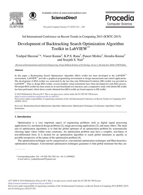 Pdf Development Of Backtracking Search Optimization Algorithm Toolkit