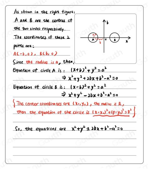 Solved Analytic Geometry Conic Sections I Find The Eguation Of The Circle Of Radius A Which