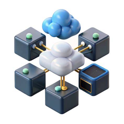 3d Illustration Network System Data Cloud Computing Cubes Abstract 55449017 Png