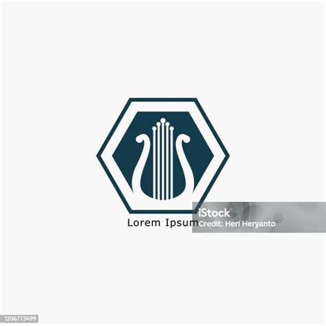 하프 음악 악기 로고 벡터 디자인 템플릿입니다 하프 로고 기호 아이콘입니다 골동품에 대한 스톡 벡터 아트 및 기타 이미지 골동품 광고 금 금속 Istock