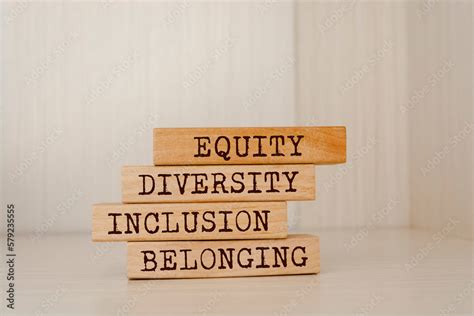 Equity Diversity Inclusion And Belonging Symbol Wooden Blocks With