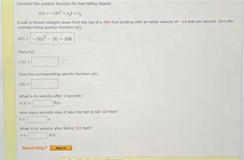Solved Consider The Position Function For Free Falling