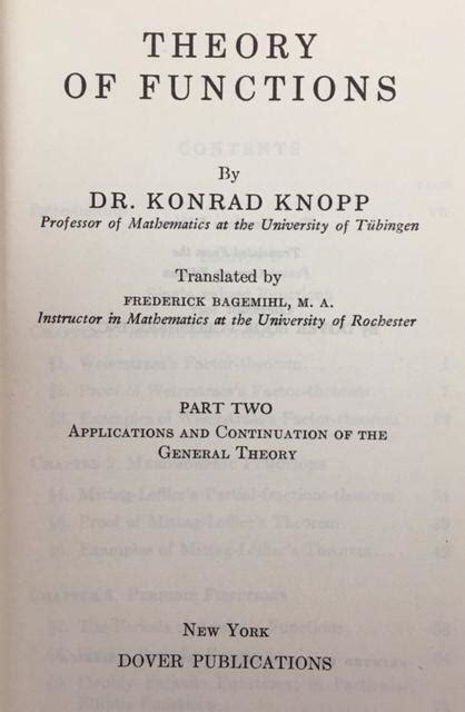 Theory Of Functions 2 Volume Set Part I Elements Of The General