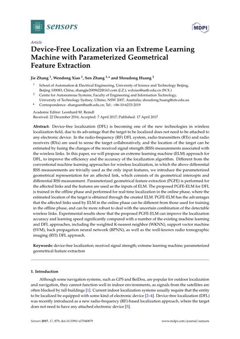 pdf device free localization via an extreme learning machine with parameterized geometrical