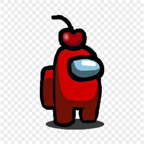 Hd Red Among Us Character With Cherry Hat Png Citypng