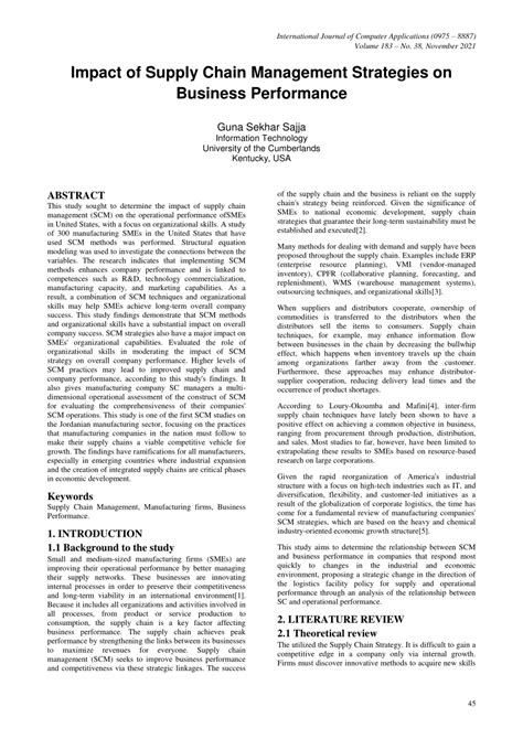 Pdf Impact Of Supply Chain Management Strategies On Business Performance