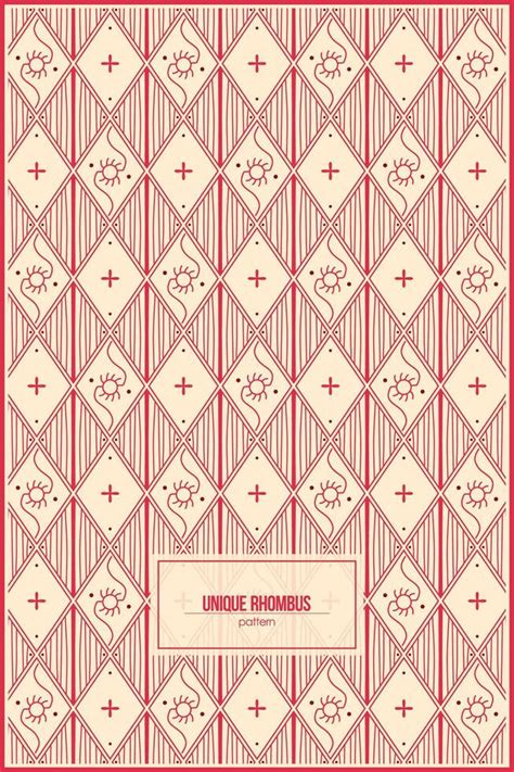 Unique Red Rhombus Shape Pattern With Creative Ornaments Inside