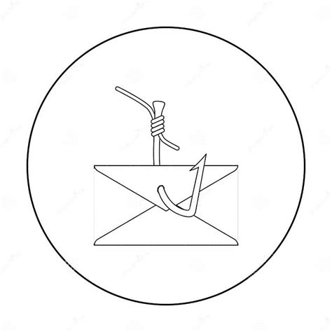 Hooked E Mail Icon In Outline Style Isolated On White Background