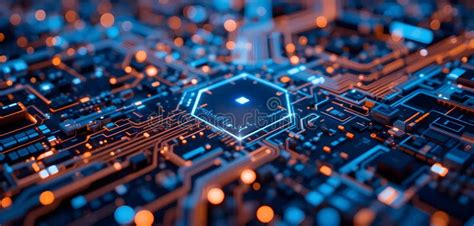 Close Up Of Glowing Circuit Board Representing Technology And Innovation Stock Illustration