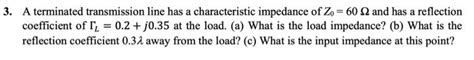 Solved A Terminated Transmission Line Has A Characteristic Chegg
