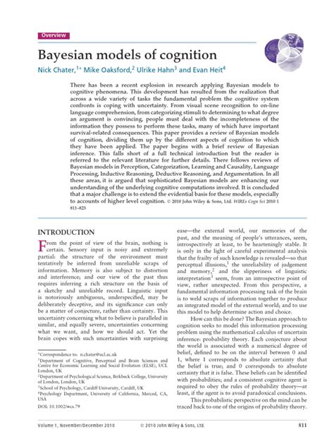 Bayesian Models Of Cognition Pdf Perception Bayesian Inference