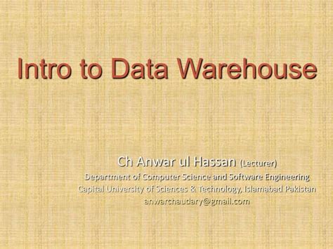 Intro To Data Warehousing Lecture 02 Ppt