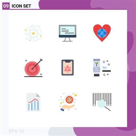 Set Of 9 Modern Ui Icons Symbols Signs For Target Goal Ecology Aim Like Editable Vector Design