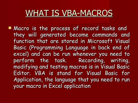 vba macro for ms excel ppt