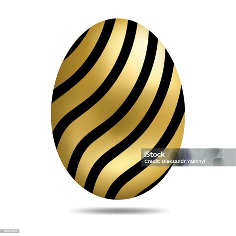벡터 부활절 황금 달걀 흰색 배경에 고립입니다 파도 패턴 화려한 계란 현실적인 스타일 인사말 카드 초대장 디자인에 대 한 벡터 일러스트 레이 션 웹 4월에 대한 스톡 벡터