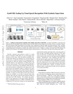 SynthVSR Scaling Up Visual Speech Recognition With Synthetic Supervision DeepAI