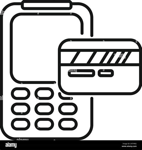 Simple Line Art Icon Of A Mobile Payment Terminal Processing A Credit Card Transaction Stock