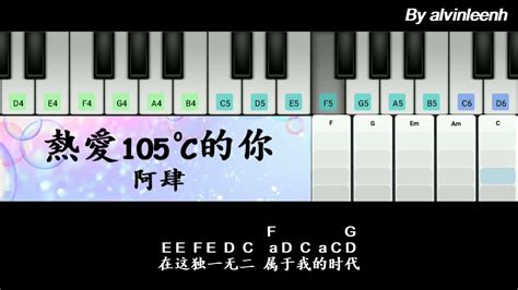 119 熱愛105度的你 阿肆【钢琴简谱】抖音歌曲 Tiktok Piano Tutorial Youtube