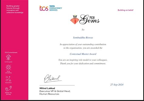 Sombuddha Biswas On Linkedin Gratitude Achievement Tcs Professionalgrowth