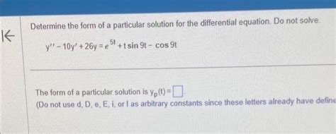 Solved Determine The Form Of A Particular Solution For The Chegg