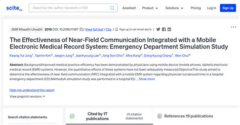 The Effectiveness Of Near Field Communication Integrated With A Mobile Electronic Medical Record