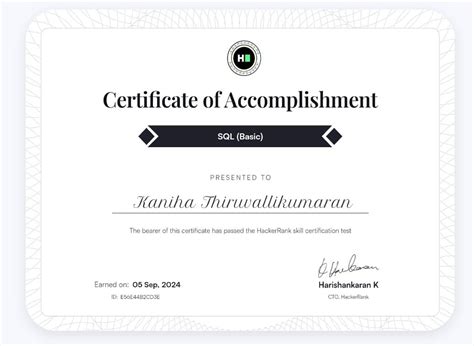 Sql Dataskills Hackerrankcertified Databasemanagement Techskills Kaniha Thiruvallikumaran