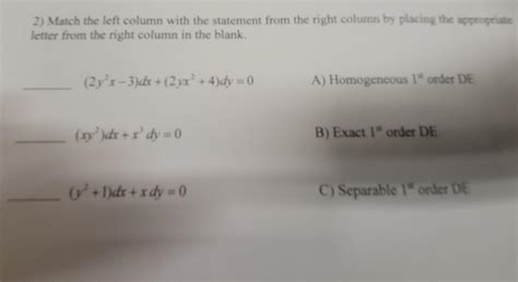 Solved Match The Left Column With The Statement From The Chegg