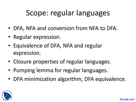 Scope Automata And Complexity Theory Lecture Slides Docsity
