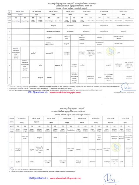 1st Term Exam Timetable 2024 25 Pdf