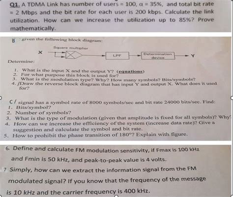 Solved Q1 A Tdma Link Has Number Of Users 100 A 35