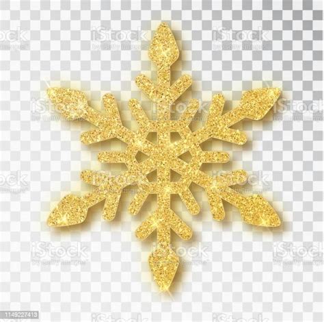 빛나는 황금 눈송이 투명 배경에 반짝이 덮여 빛나는 반짝이는 빛 효과와 크리스마스 장식입니다 벡터 격리 아이콘입니다 새 해 황금 빛나는 장식 금 금속에 대한 스톡 벡터 아트