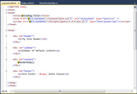 Aspnet Mvc 3 Layouts And Sections With Razor Csdn博客