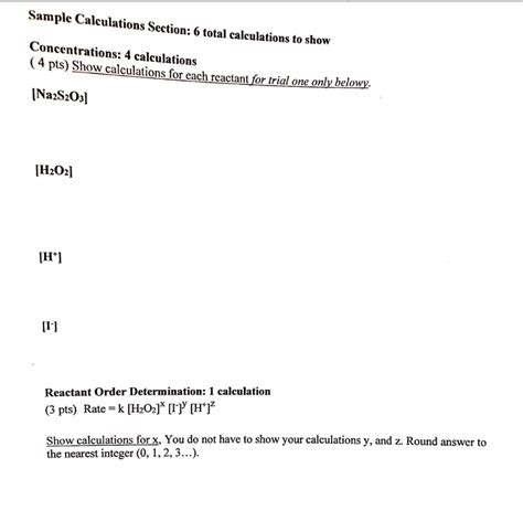 calculations on the next page molarities of each of