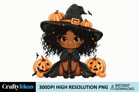 Black Girl Halloween Clipart Graphic By Craftyideas · Creative Fabrica