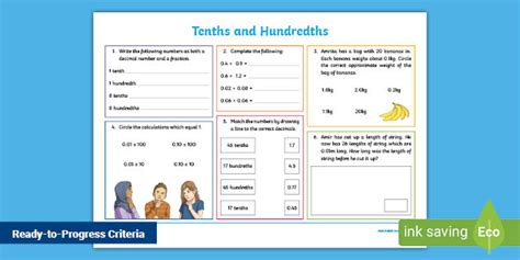Tenths And Hundredths Activity Sheet Teacher Made