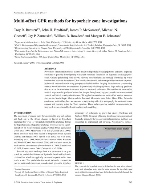 Pdf Multi Offset Gpr Methods For Hyporheic Zone Investigations