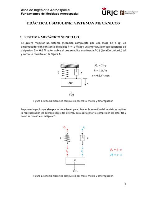 Práctica 1 Simulink Sistemas Mecanicos Pdf Masa Neumático
