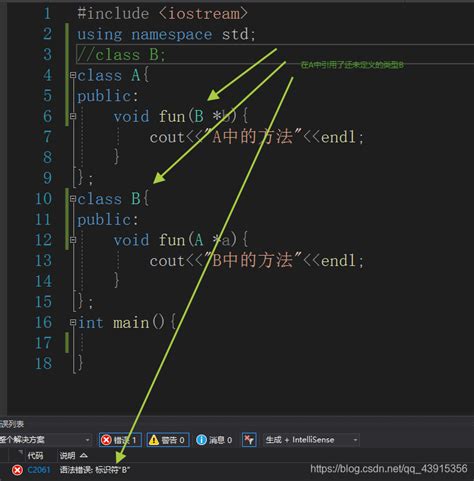 【c】错误c2027使用了未定义类型错误原因 两个类之间怎么相互使用成员 向前声明概念c列队猫 Gitcode 开源社区