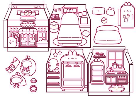 Eng 🥛몰랑이 우유스퀴시 하우스에서 놀기🥛 🍰무료 도안공유🍰 종이구관 그리는법 쉬운 만들기 페이퍼 크래프트 미니어쳐 종이인형 옷입히기 네이버 블로그